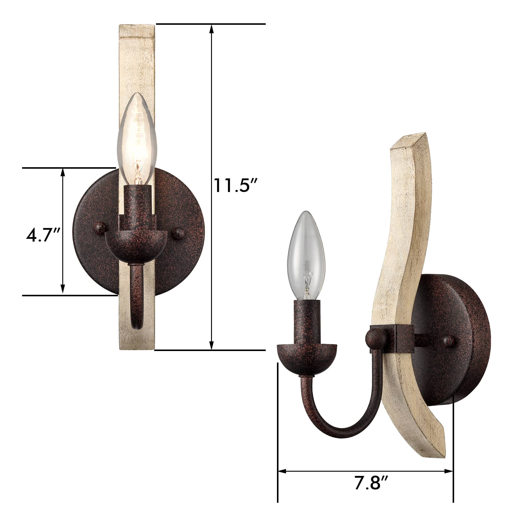 Farmhouse Wall Sconce Wooden Candle Rustic Wall Lamp