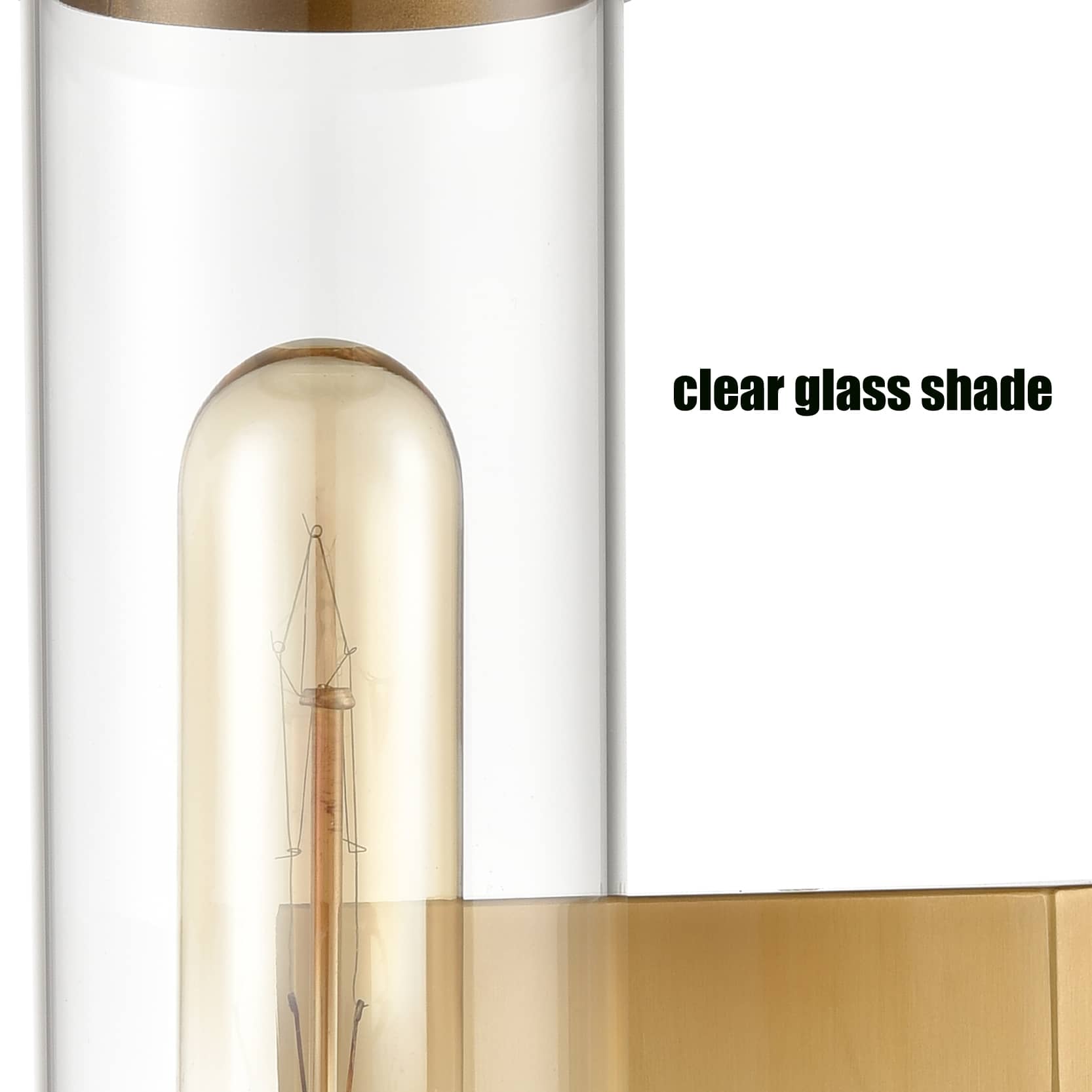 set of 2 brass wall light fixture with Cylindrical Glass