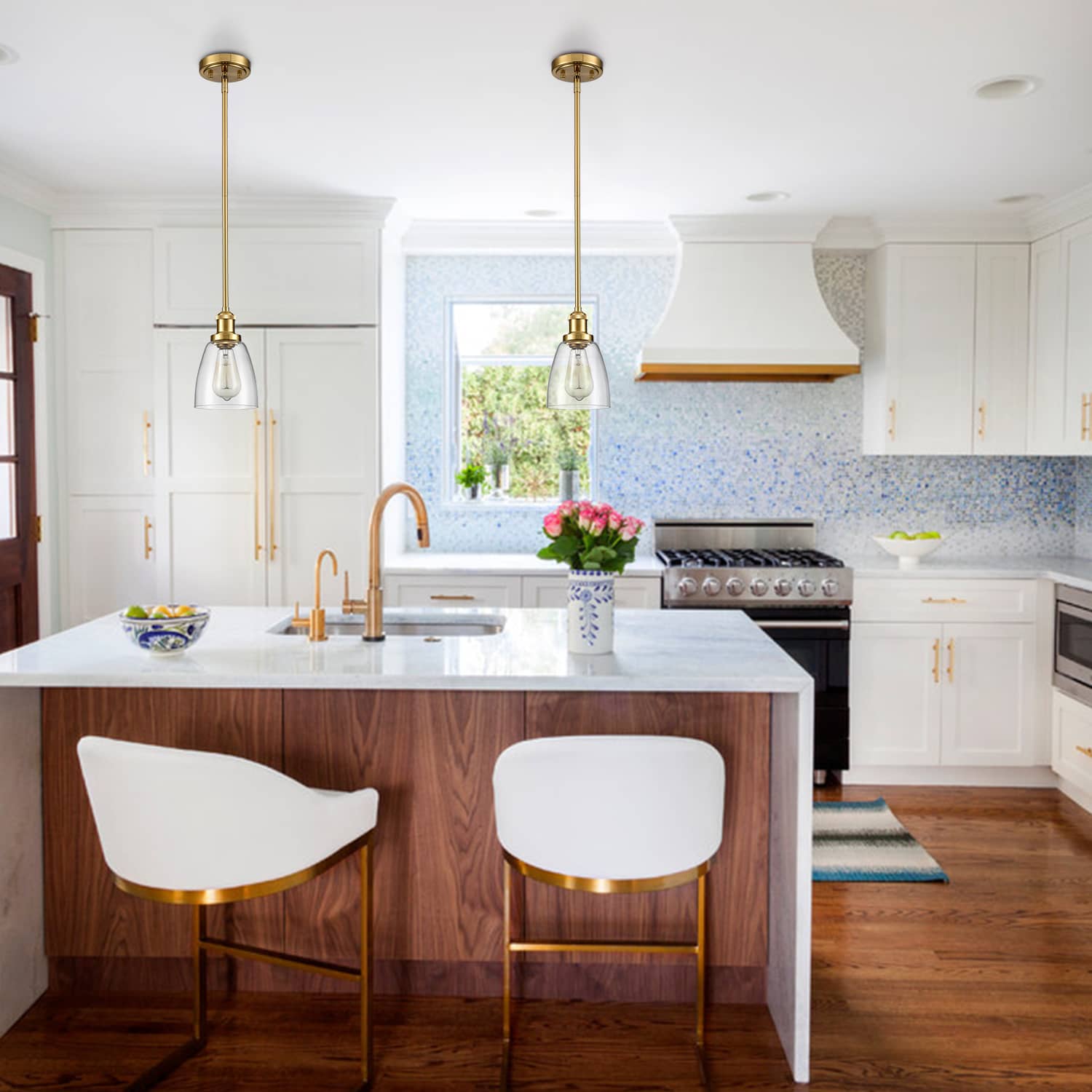 Modern Brass Pendant Light mini Glass Kitchen Hanging Light