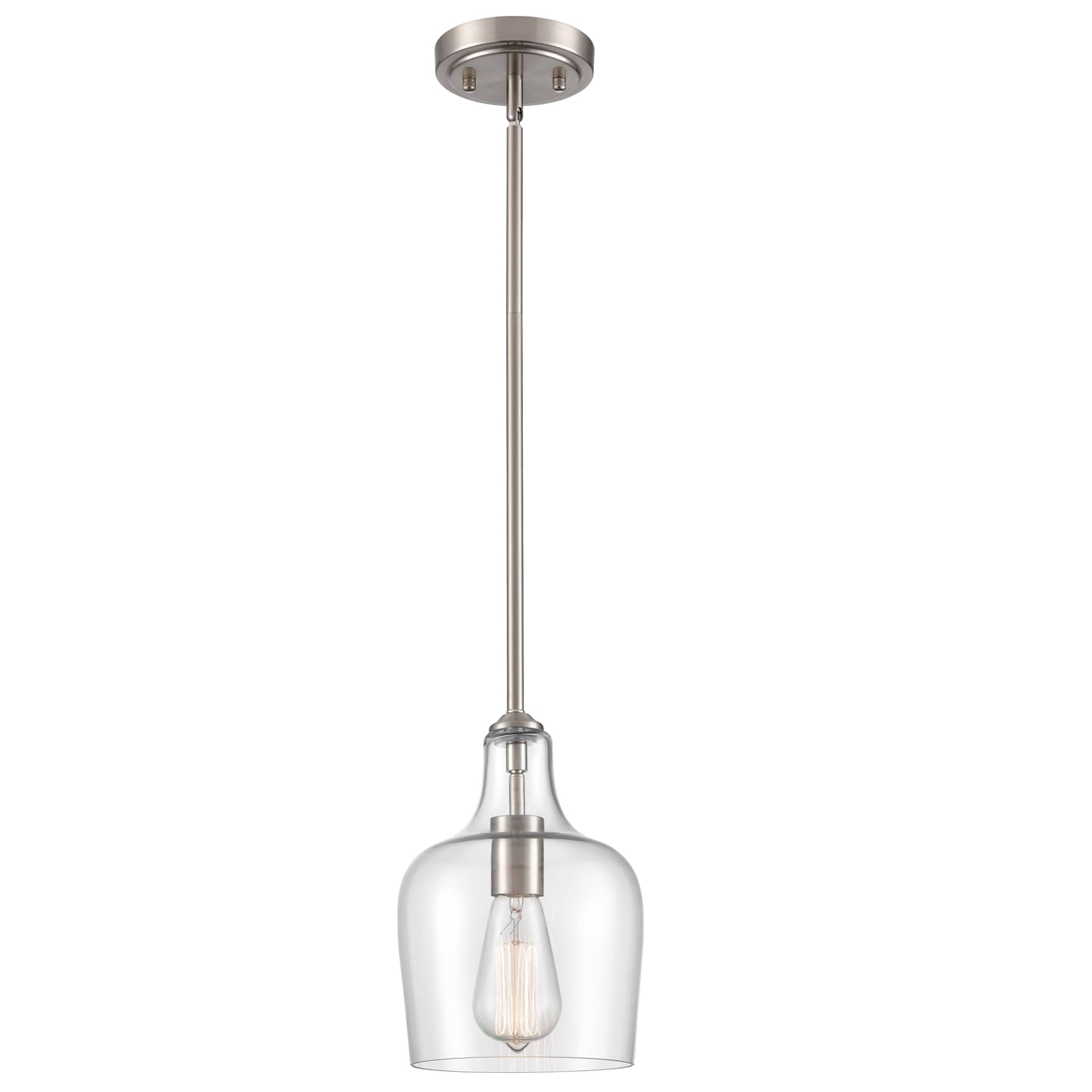 Glass Rod-Hung Kitchen Pendant Lighting Brushed Nickel
