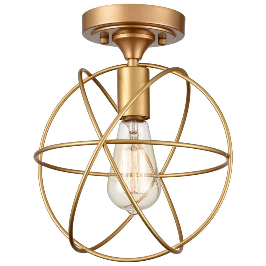 Spherical Ceiling Light Gold Semi Flush Mount Light | Claxy