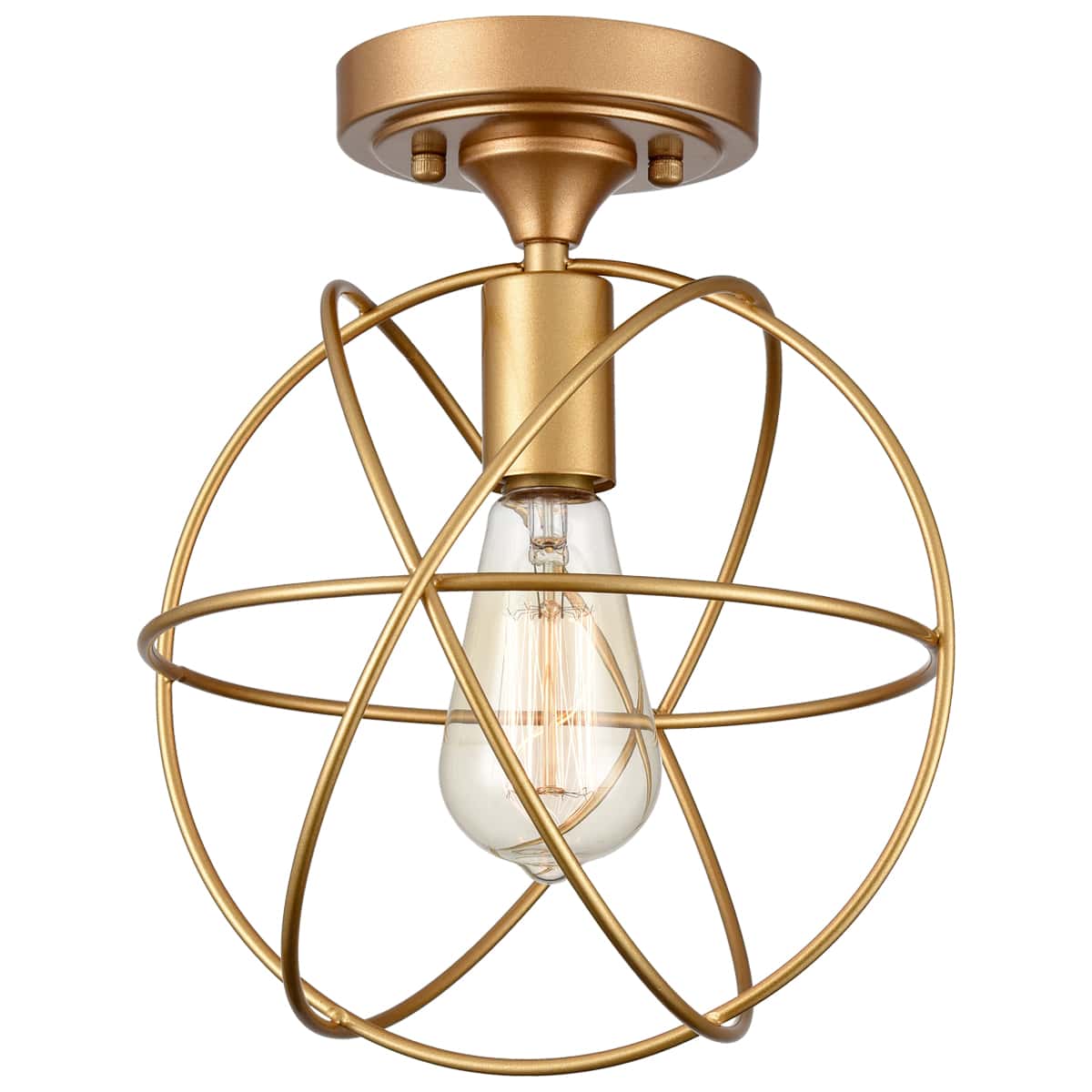 Spherical Ceiling Light Gold Semi Flush Mount Light | Claxy