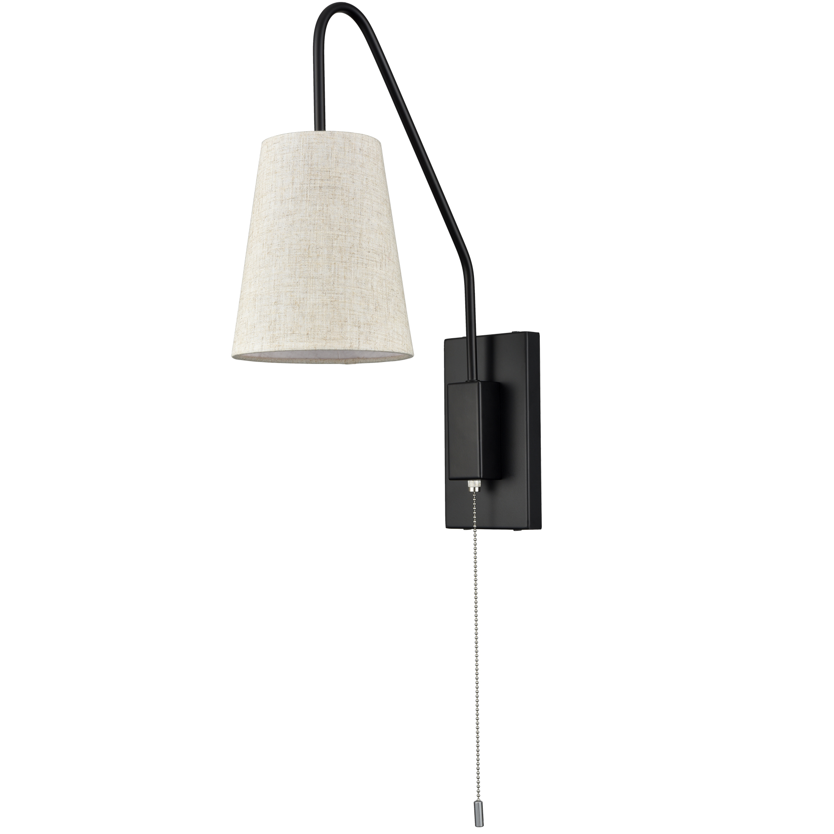 Black Plug-in Wall Sconce Set of Two with Pull Chain Switch