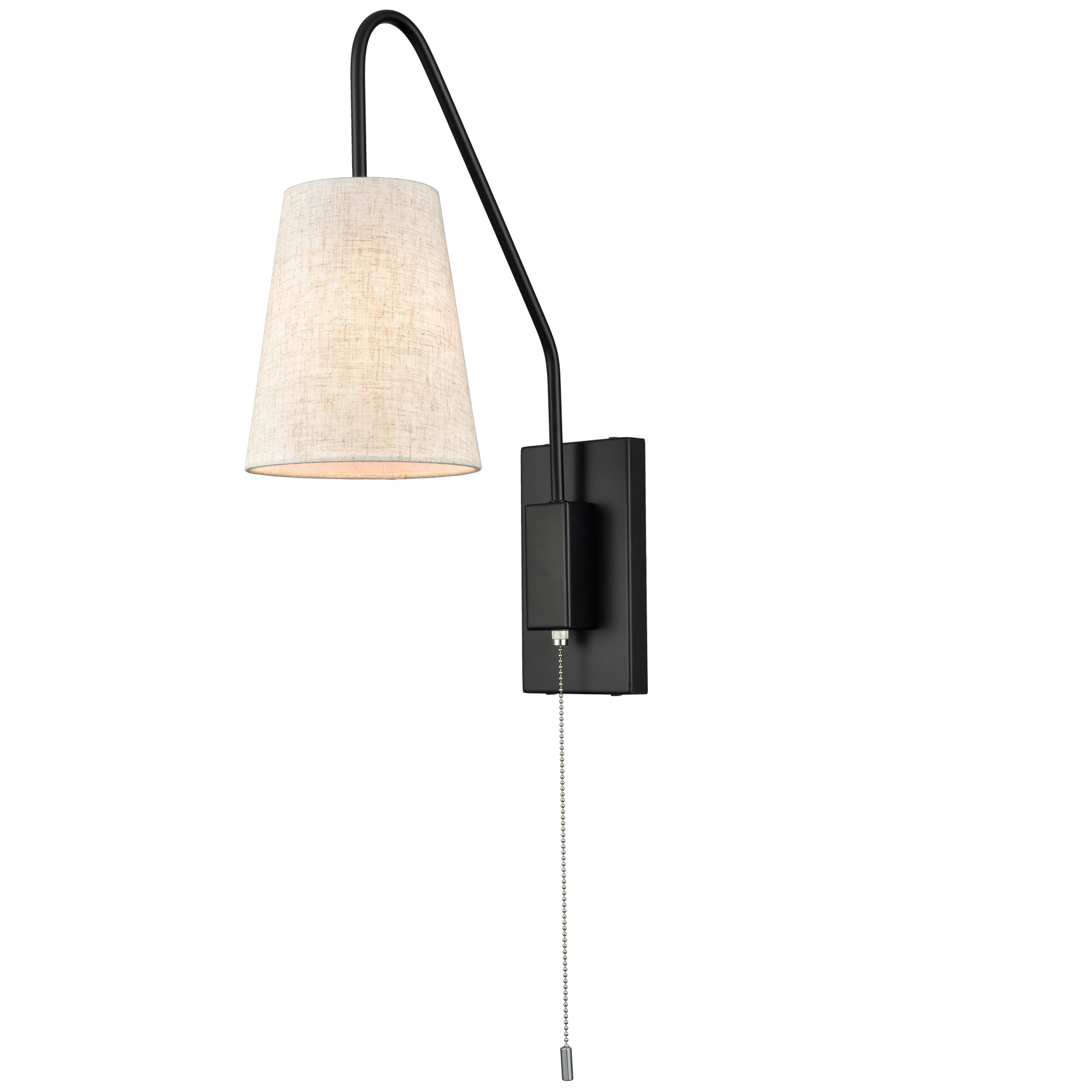 Black Plug-in Wall Sconce Set of Two with Pull Chain Switch