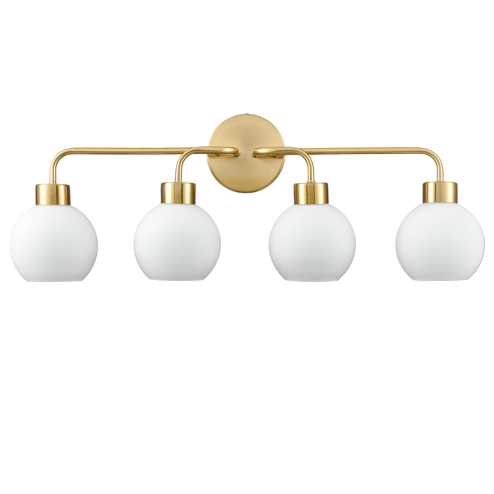 Modern Brass light Vanity Fixture with Frosted Glass-4-Light