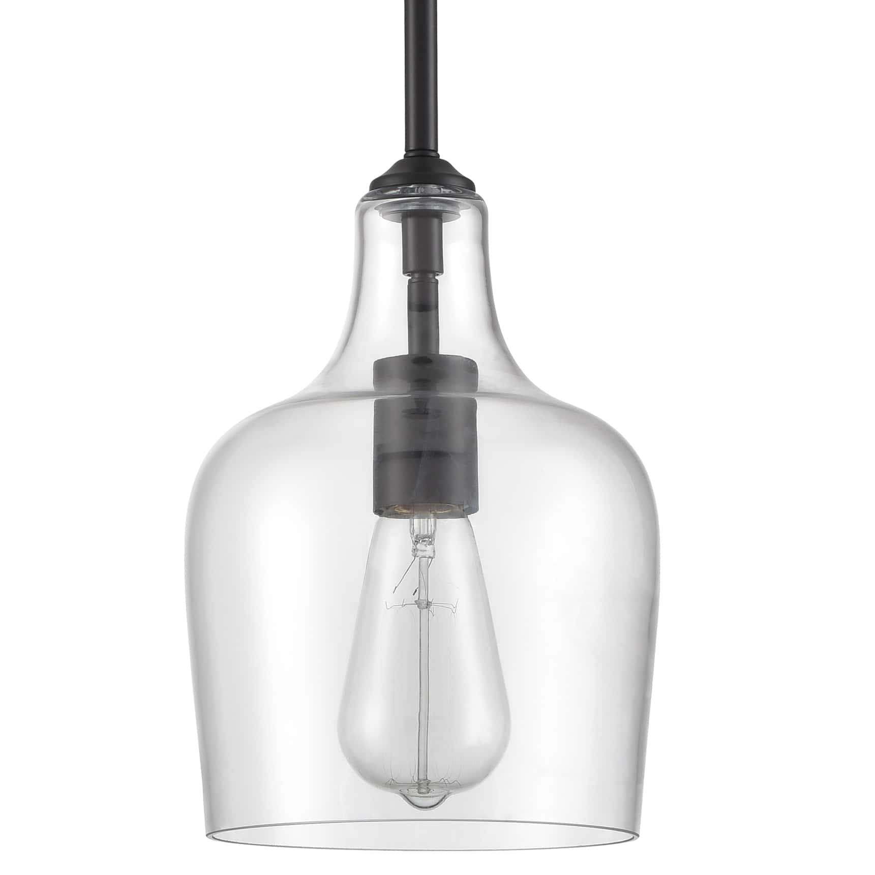 Glass Gold Pendant Light Rod-Hung Kitchen Fixture | Claxy