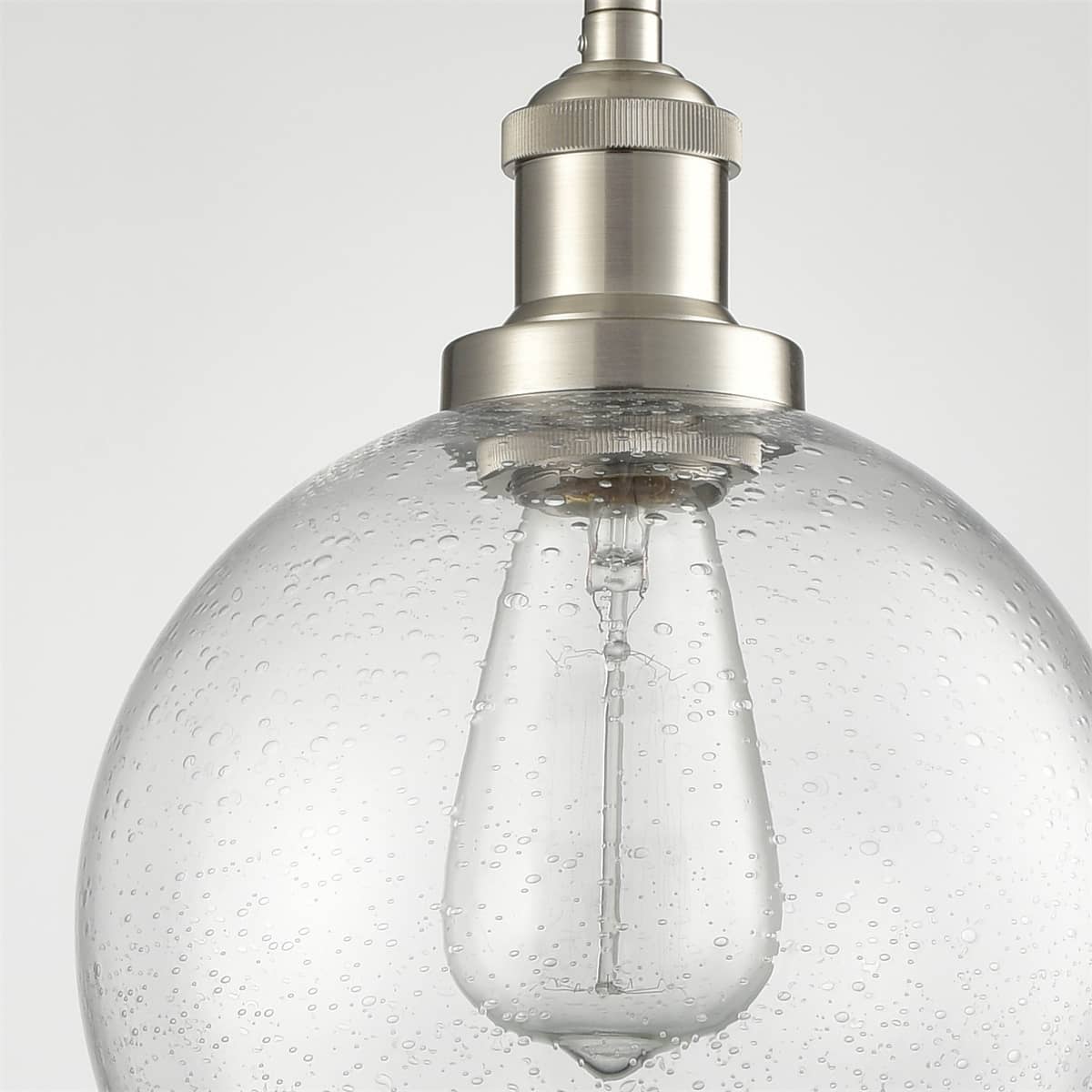 Seeded Glass Globe Pendant Light for Kitchen Island, Nickel