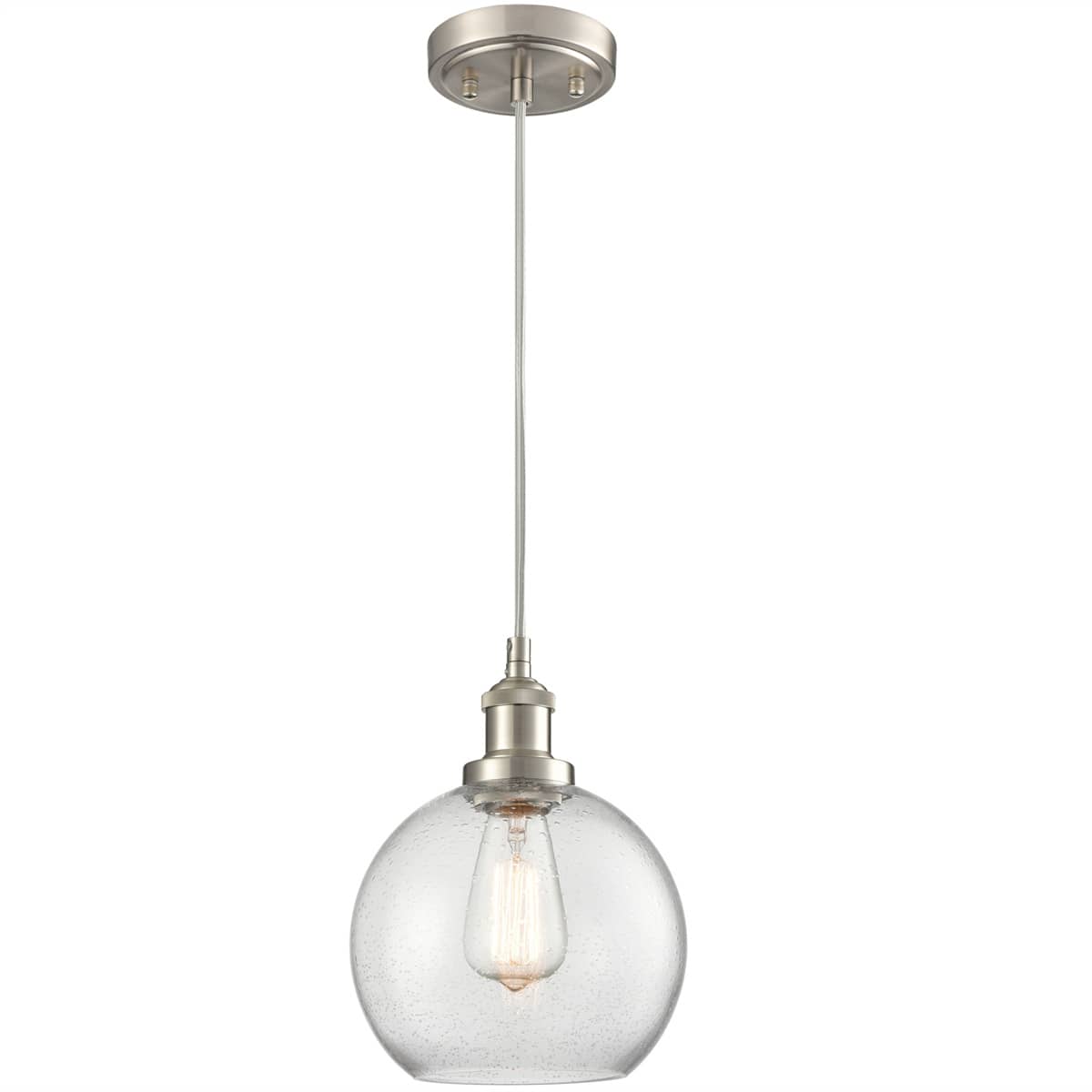 Seeded Glass Globe Pendant Light for Kitchen Island, Nickel