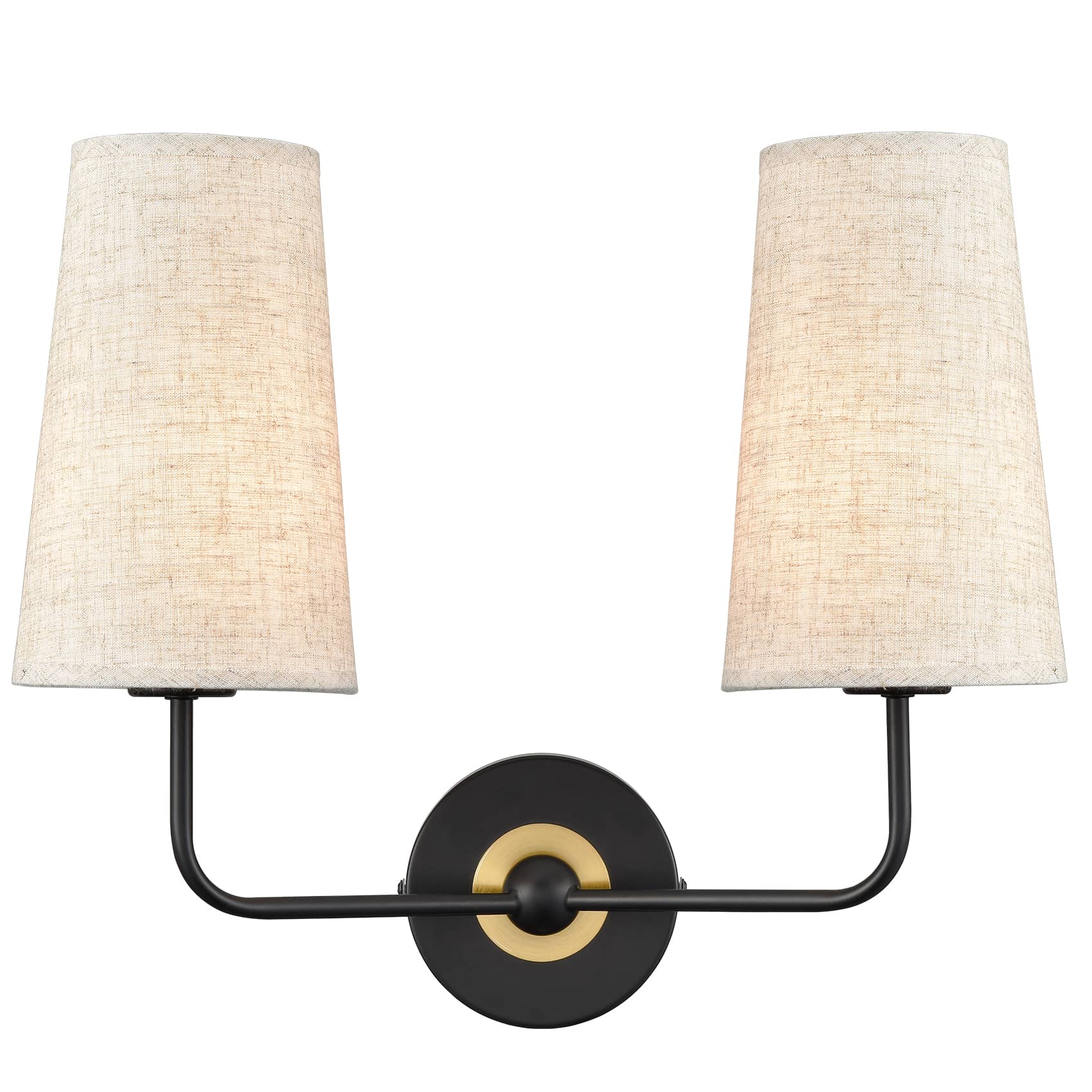 Modern Gold Wall Lamp Double Sconce for Living Room, Linen..