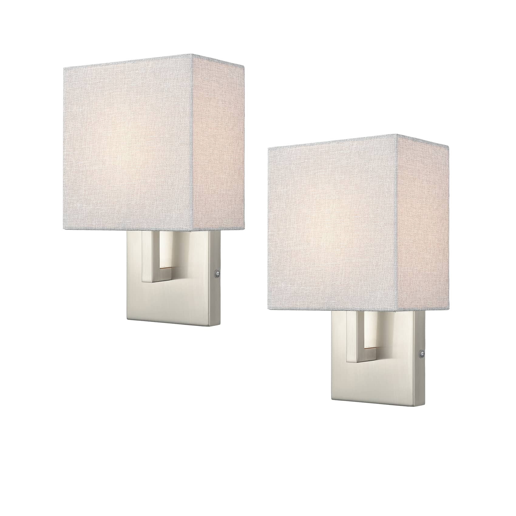 modern linen shade wall sconce dimmable brushed nickel