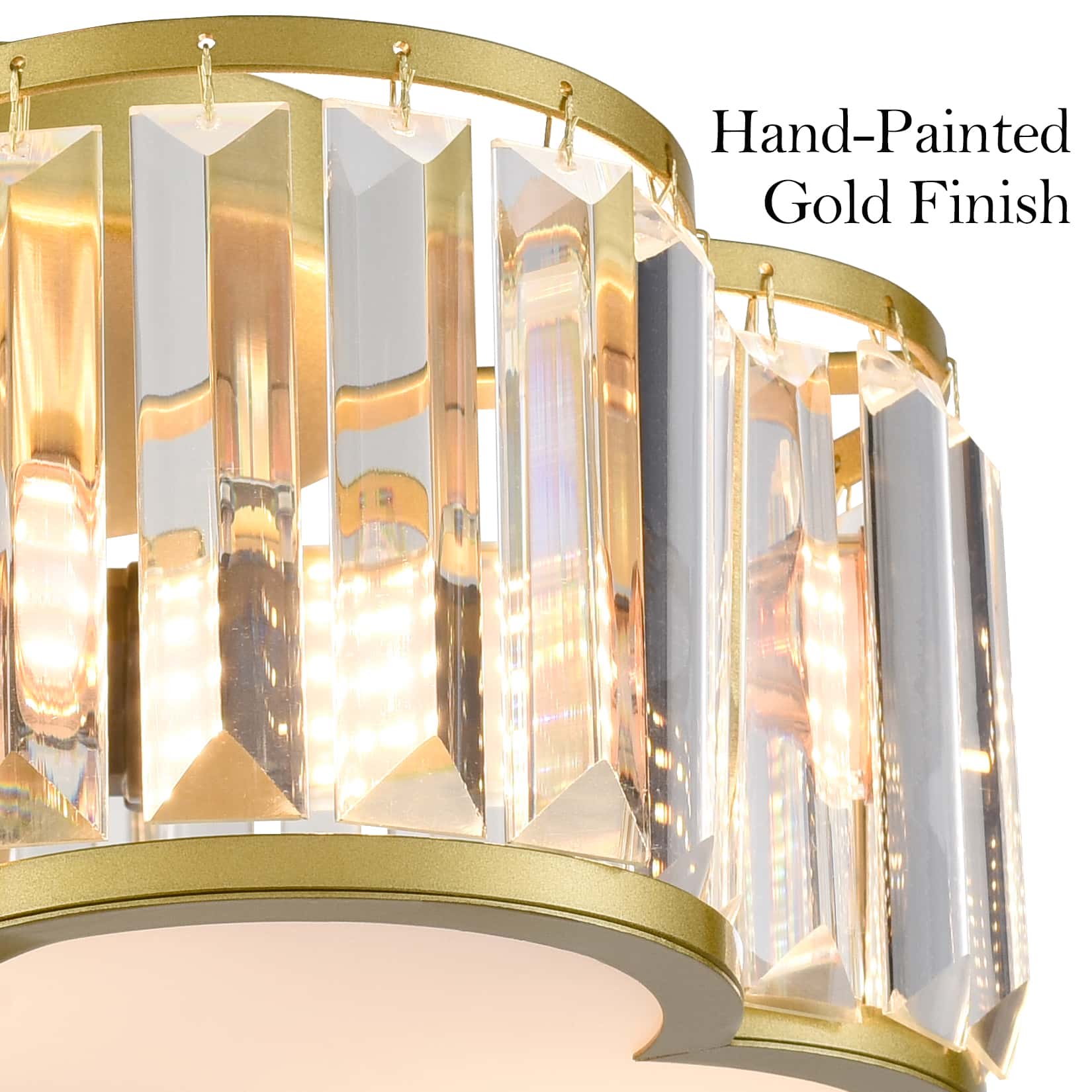 Modern 3-Light Gold Crystal Flush Mount Ceiling Light |Claxy