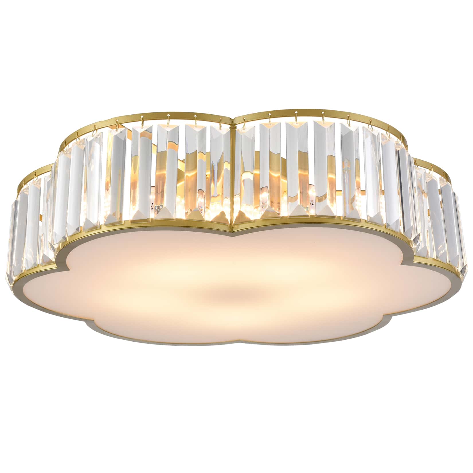 Modern 3-Light Gold Crystal Flush Mount Ceiling Light |Claxy