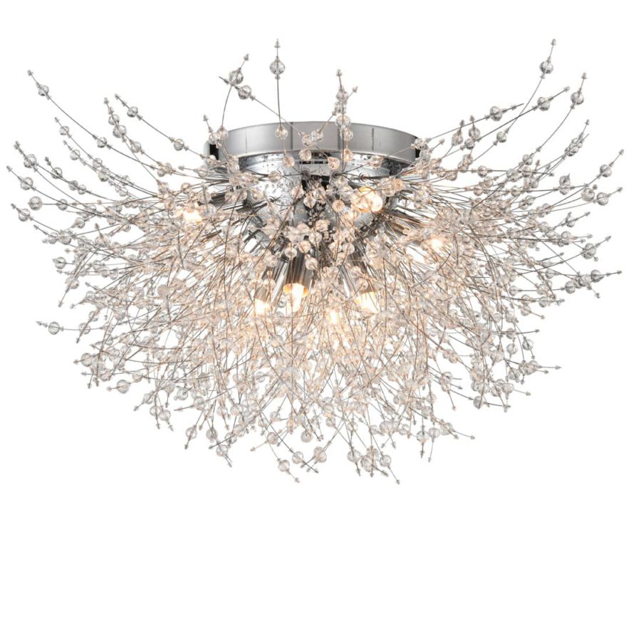 Modern 8-Light Crystal Ceiling Light Chrome| Claxy