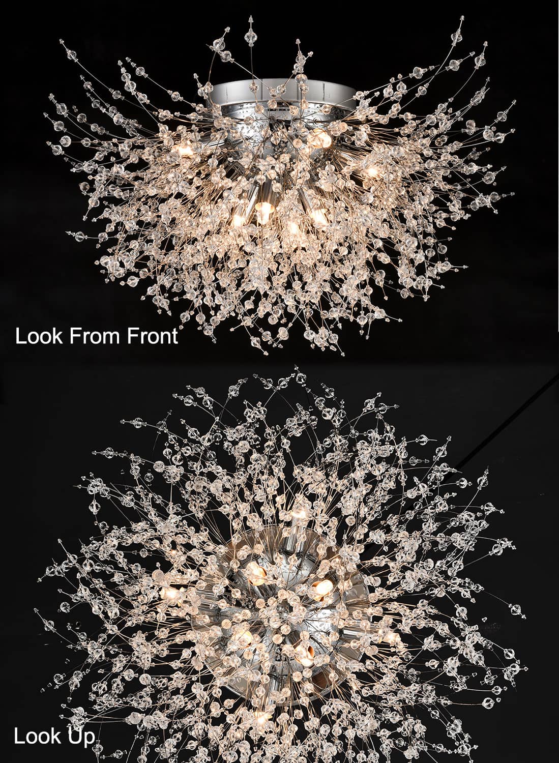 Modern 8-Light Crystal Ceiling Light Chrome| Claxy