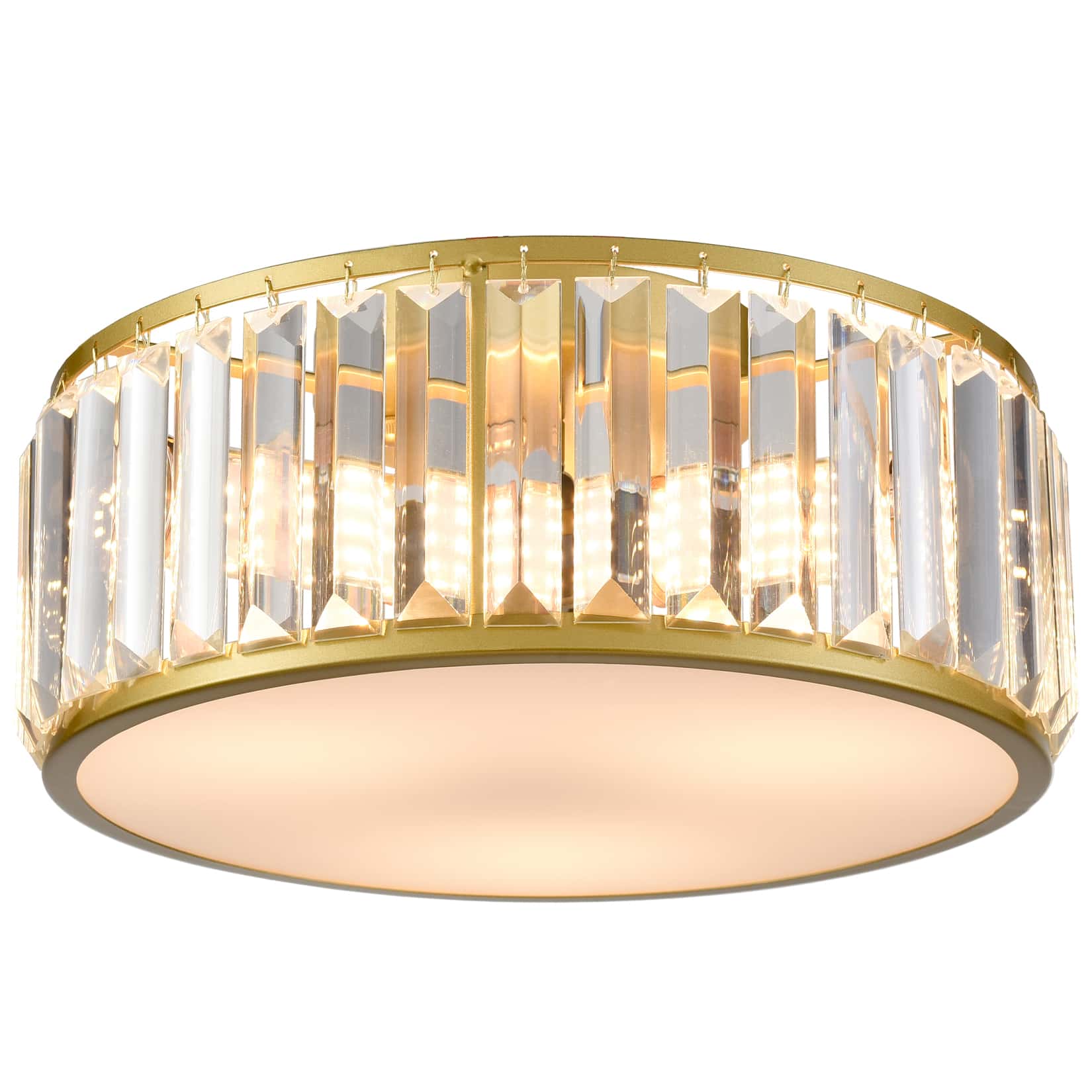Modern 3-Light Gold Crystal Flush Mount Ceiling Light |Claxy