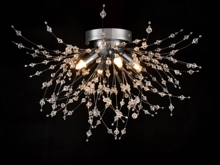 Modern Crystal Semi Flush Ceiling Light Chrome| Claxy