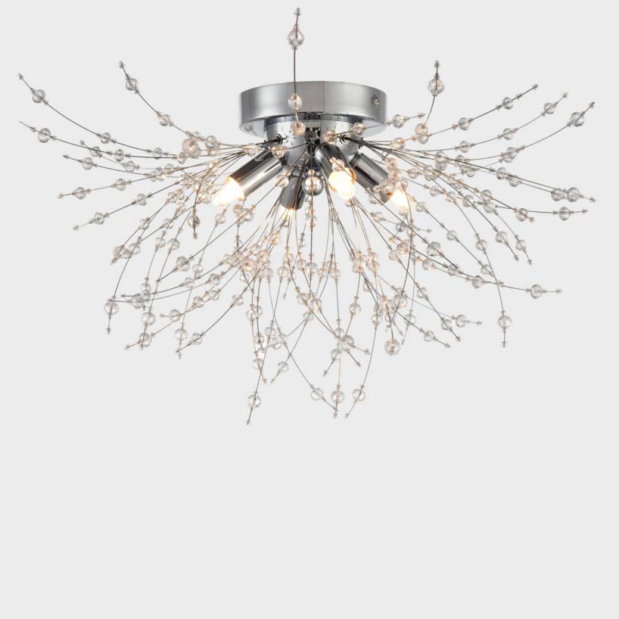 Modern Crystal Semi Flush Ceiling Light Chrome| Claxy