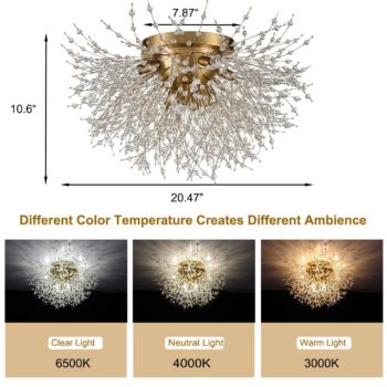 Modern Gold Crystal Ceiling Light 8-Light Firework | Claxy