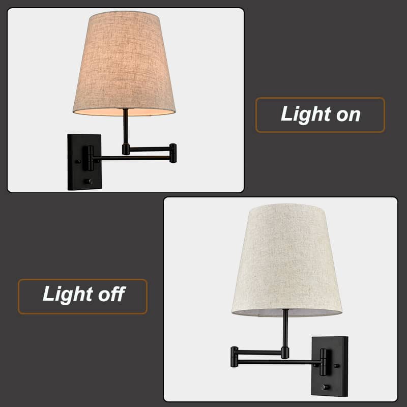 Black Swing Arm wall lamp Plug in or Hardwired set of 2