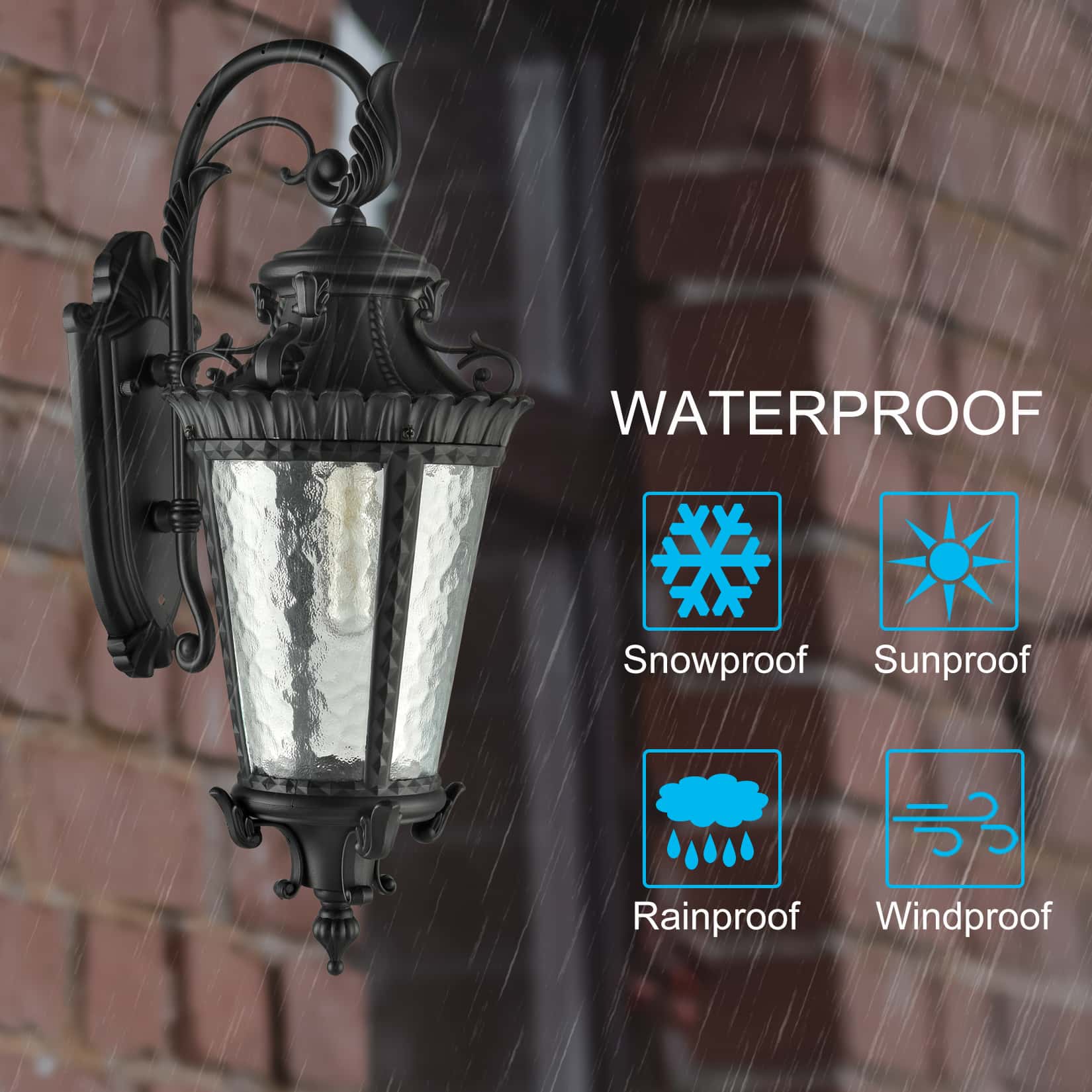 Black Outdoor Wall Lantern Waterproof Porch Light | Claxy