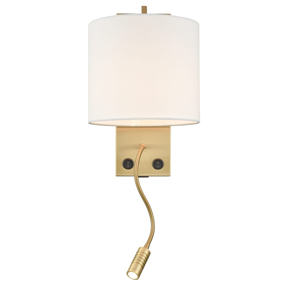 Brass Bedside Wall Lamp USB Charge Port+LED Reading Light