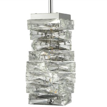 Modern Crystal Pendant Light LED Rod-Hung, Polished chrome
