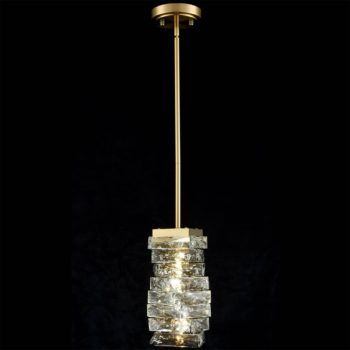 Modern Gold Crystal Pendant Light LED Rod-Hung