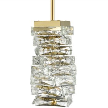 Modern Gold Crystal Pendant Light LED Rod-Hung