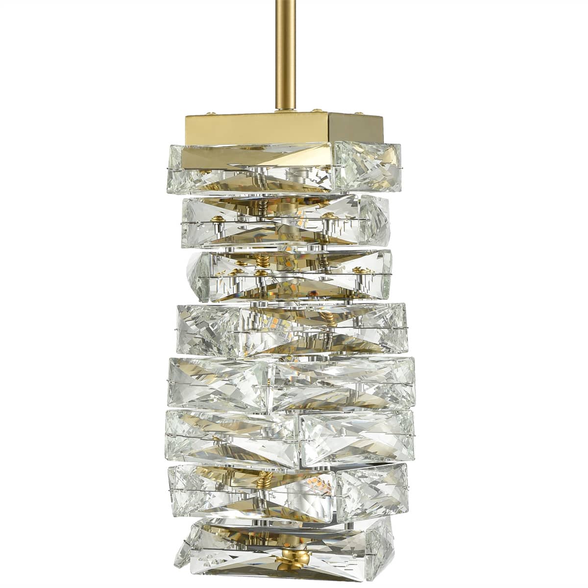 Modern Gold Crystal Pendant Light LED Rod-Hung
