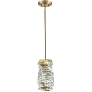 Modern Gold Crystal Pendant Light LED Rod-Hung