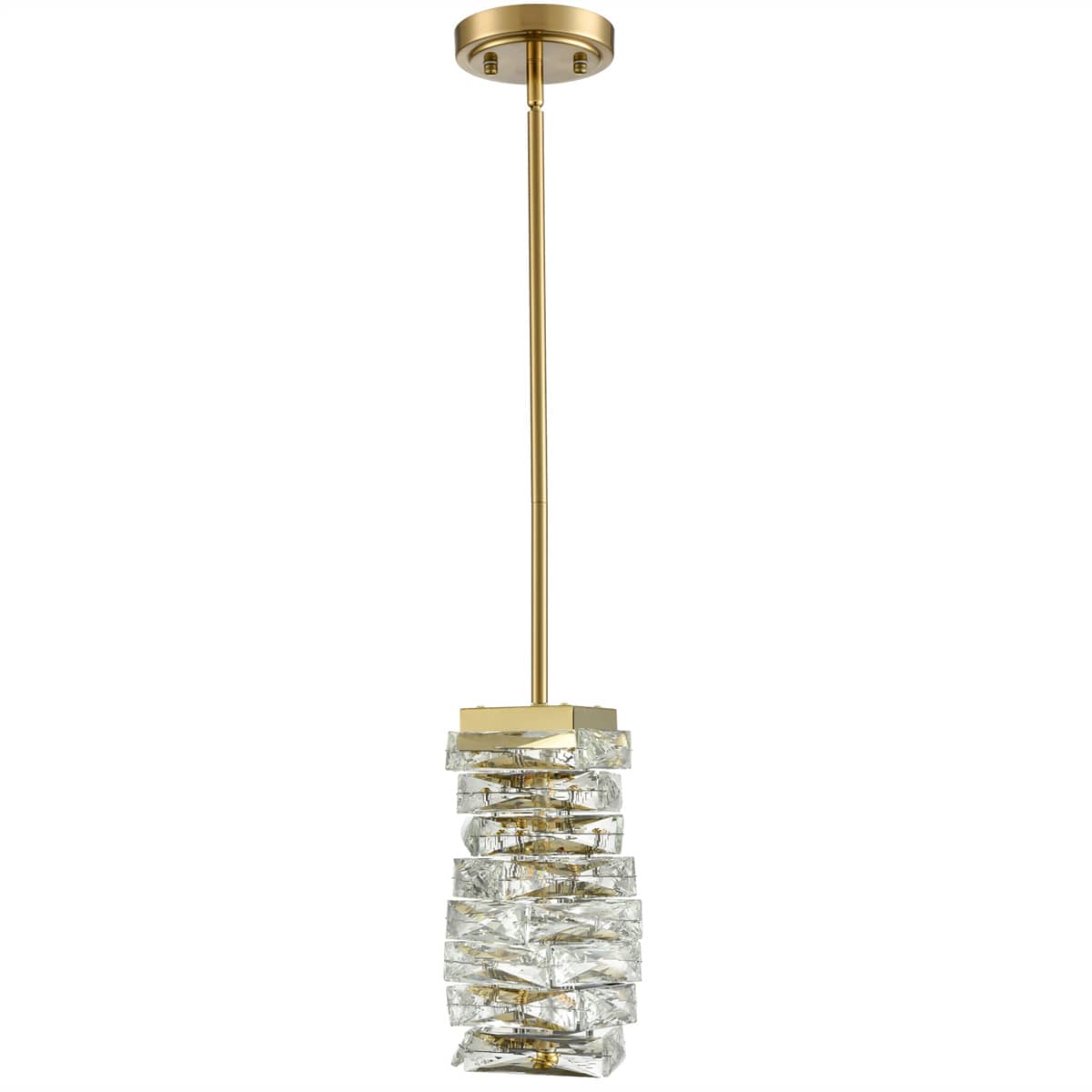 Modern Gold Crystal Pendant Light LED Rod-Hung