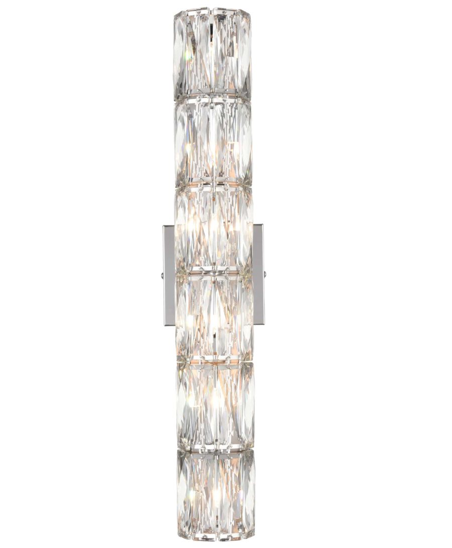 Chrome Wall Sconces 6 Lights Crystal Wall Lighting | Claxy