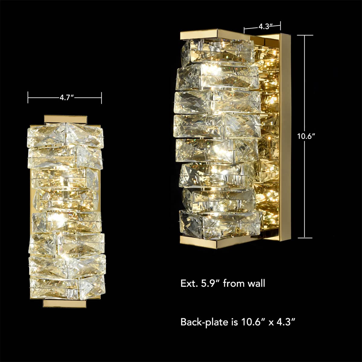 Modern Stainless Steel Gold Crystal LED Wall Lights