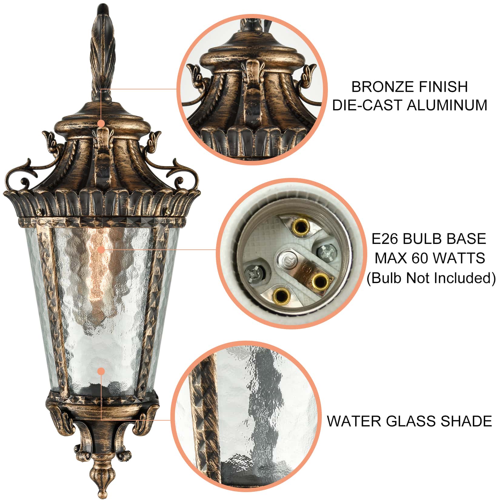 Bronze Outdoor Wall Sconce Waterproof Porch Light | Claxy