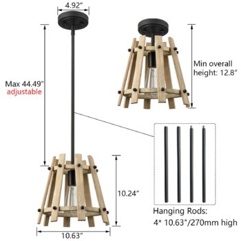 Farmhouse Wood Pendant Lighting for Kitchen Island | Claxy