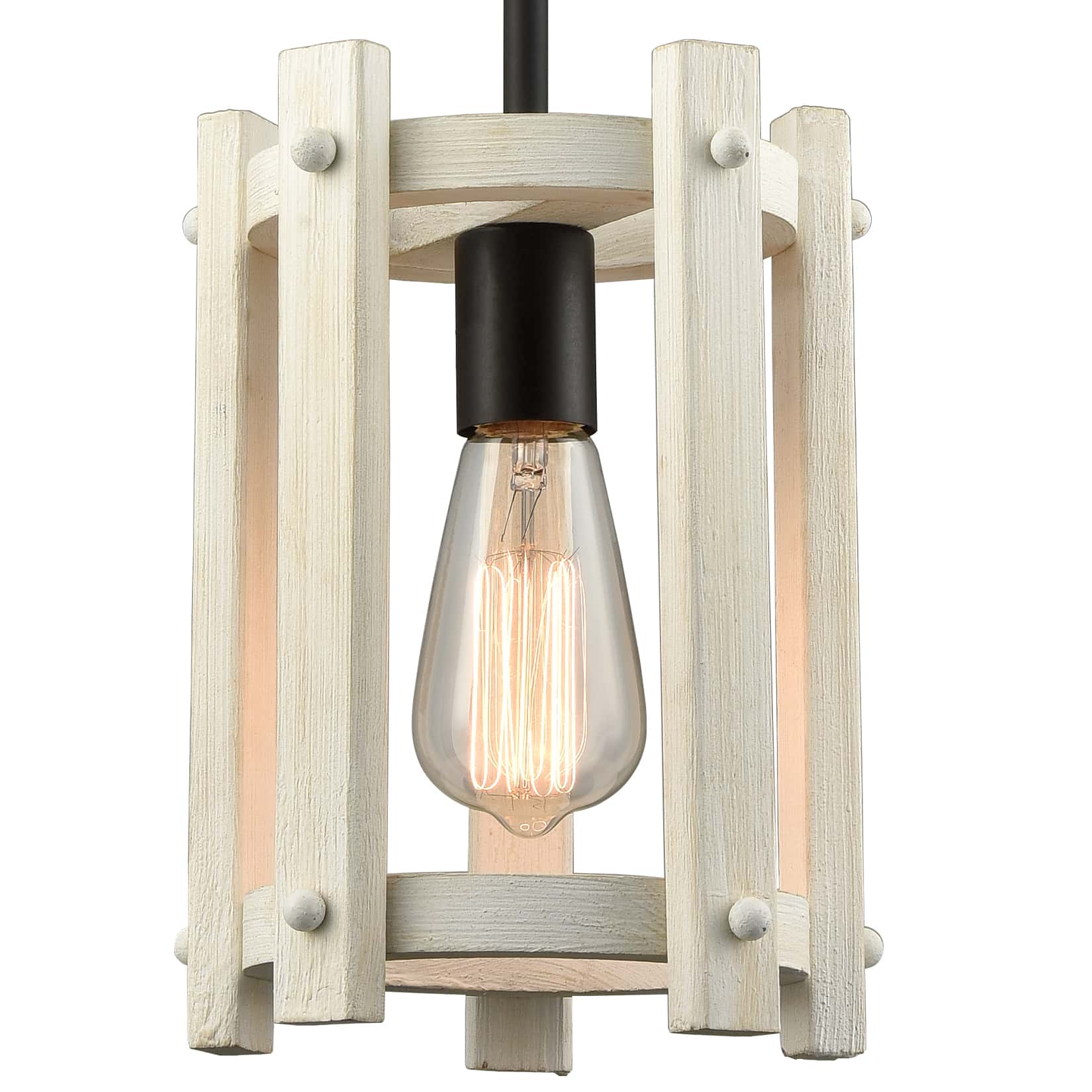 Metal Cage Lighting 4-Light Rustic Farmhouse Wood Pendant Light - 20 ...