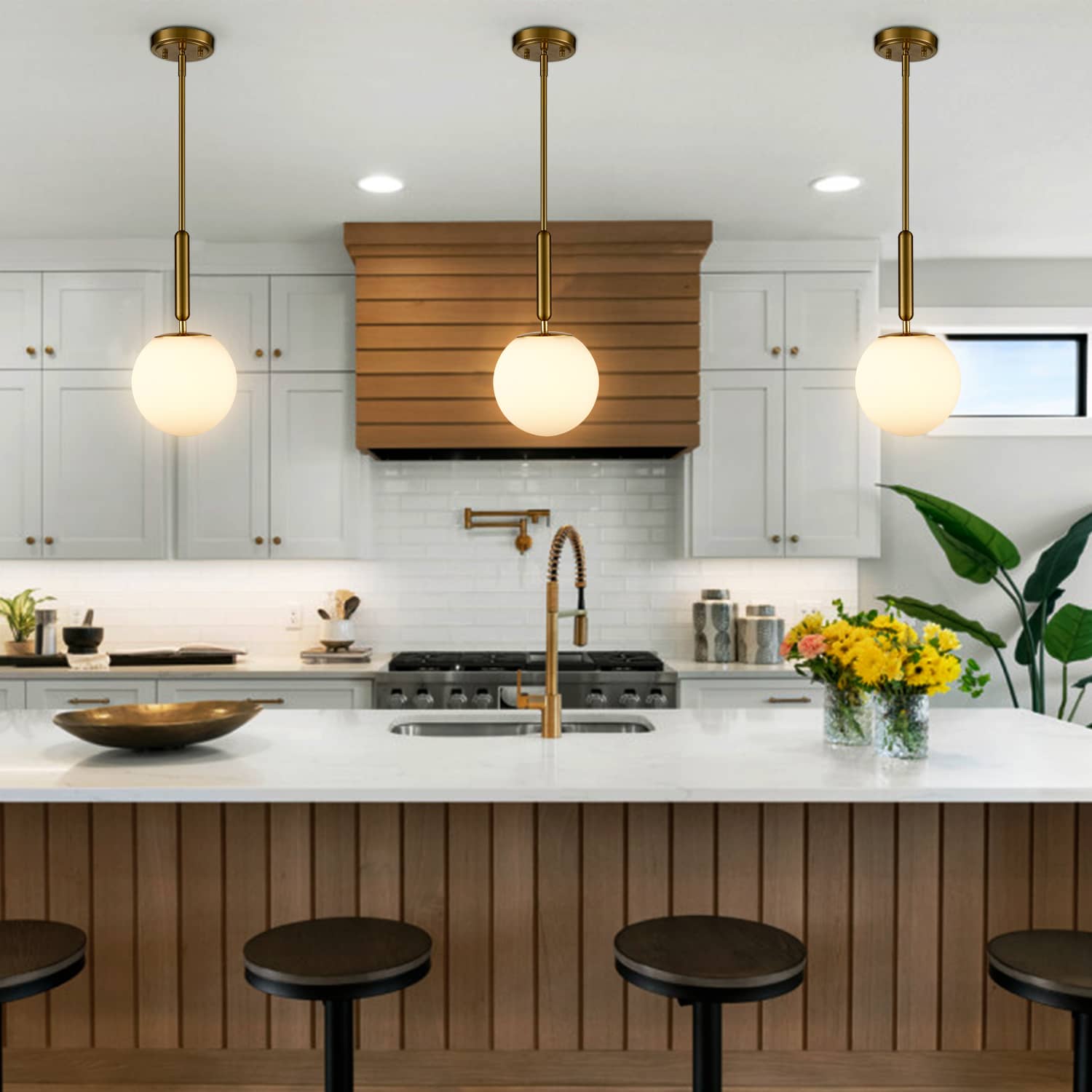 Kitchen Island Globe Gold Pendant Light | Claxy Lighting