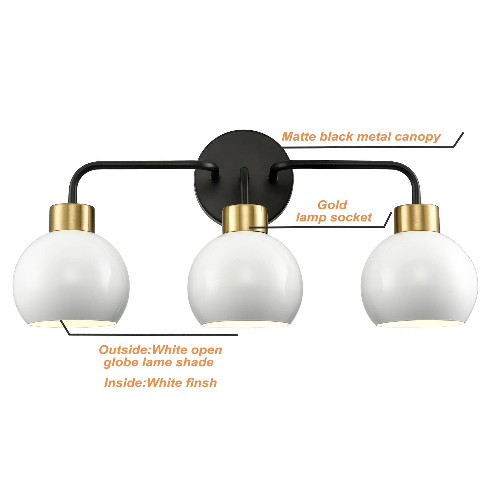 White Wall Light Vanity Light 3-Light | Claxy Lighting