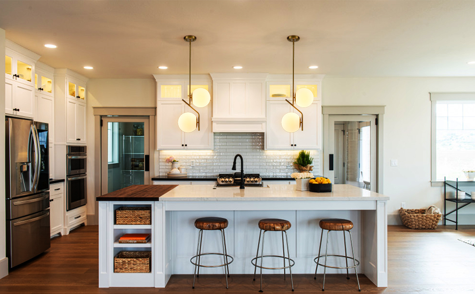 Kitchen Island Globe Gold Pendant Light | Claxy Lighting