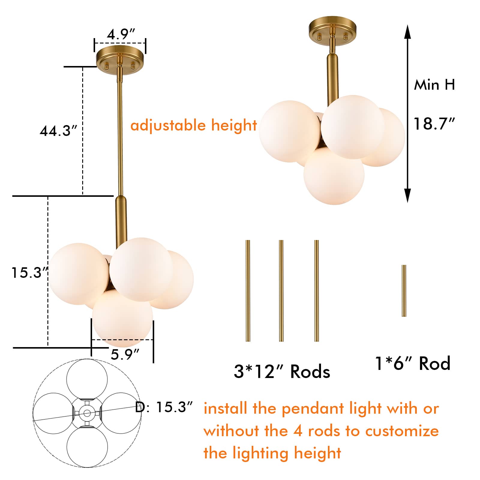 Kitchen Island Globe Gold Pendant Light | Claxy Lighting