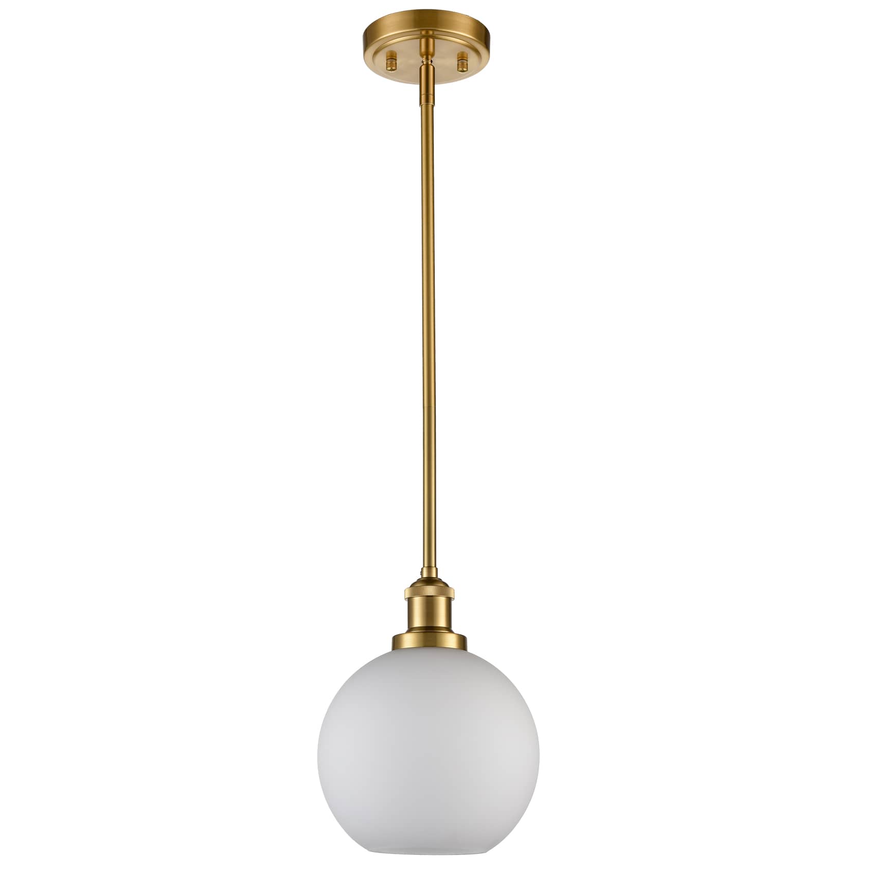 Milk Glass Globe Gold Pendant Light Rod-Hung Kitchen