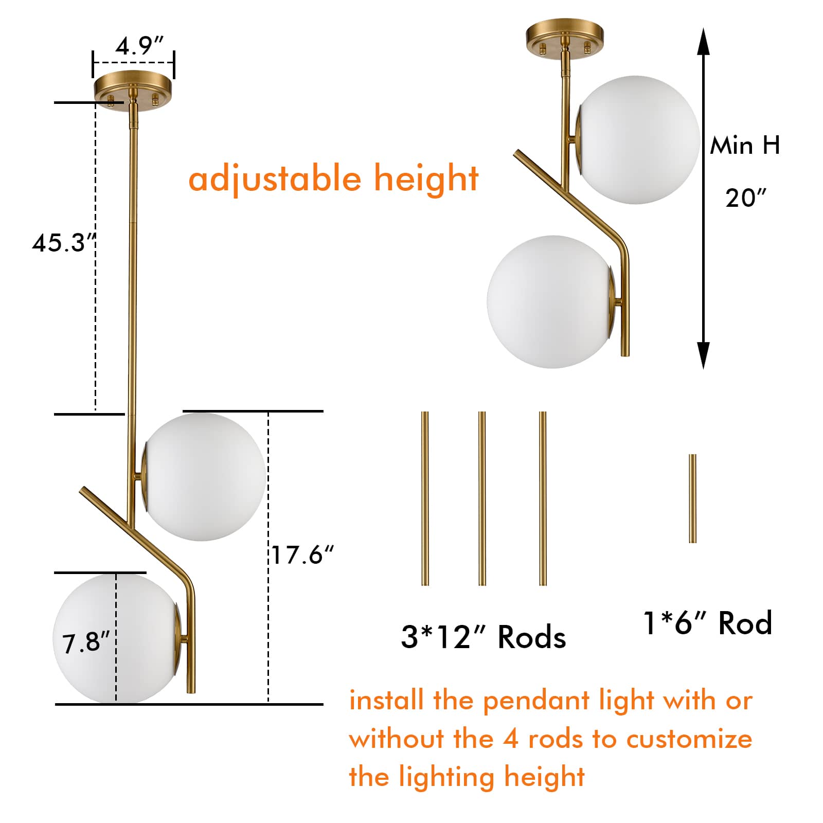 Kitchen Island Globe Gold Pendant Light | Claxy Lighting