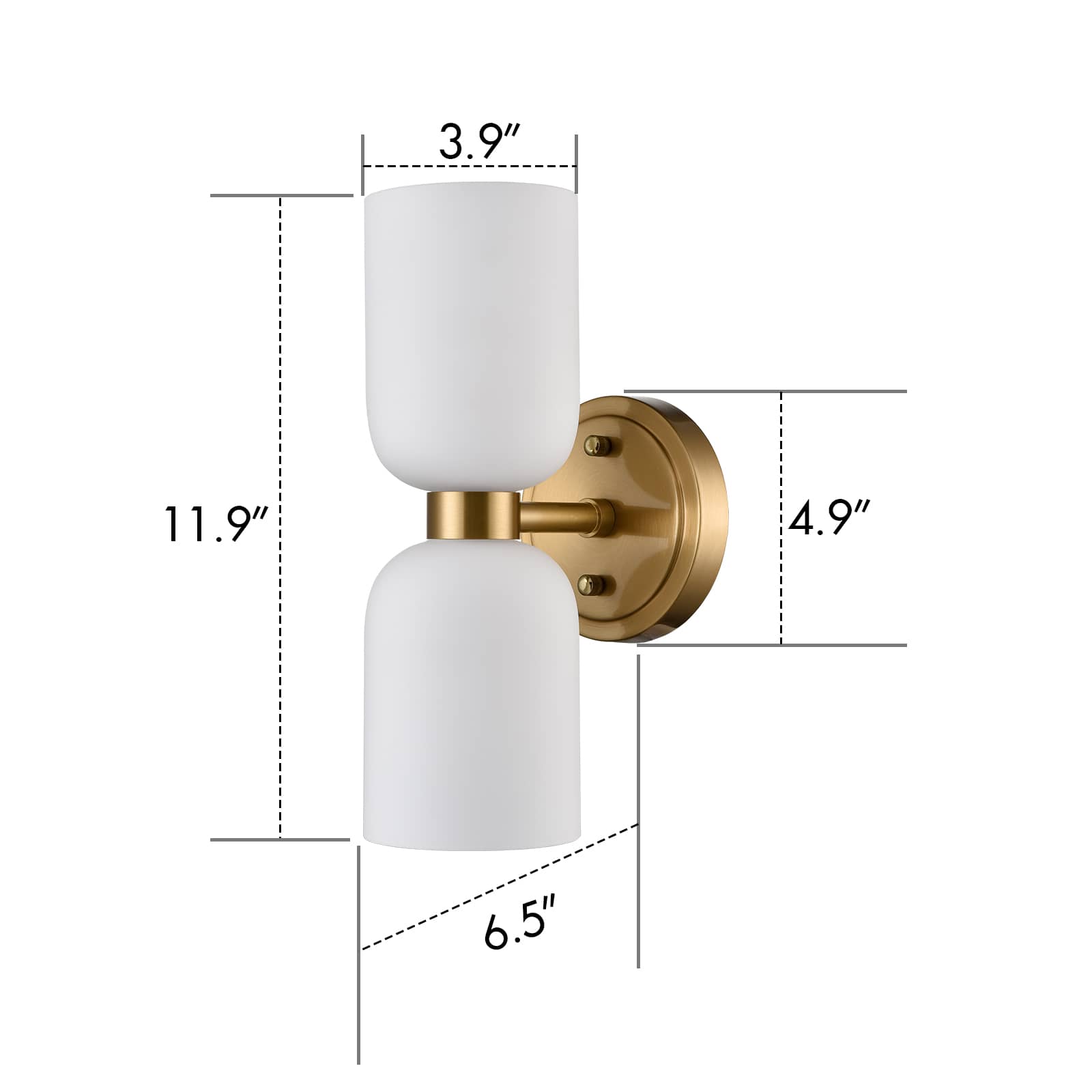 2-Pack Modern Gold Glass Wall Sconces 2-Light Vanity Light