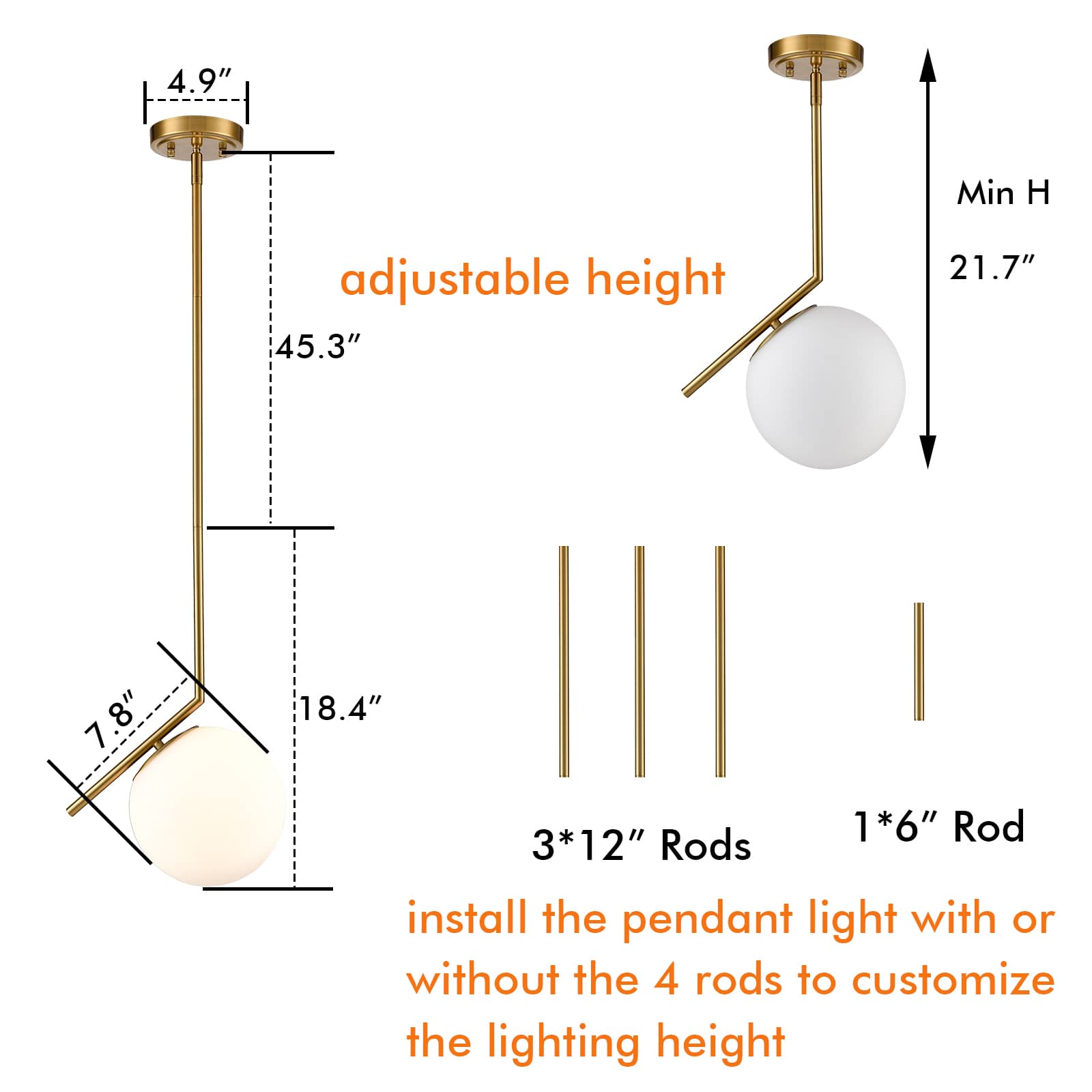 Kitchen Island Globe Gold Pendant Light | Claxy Lighting